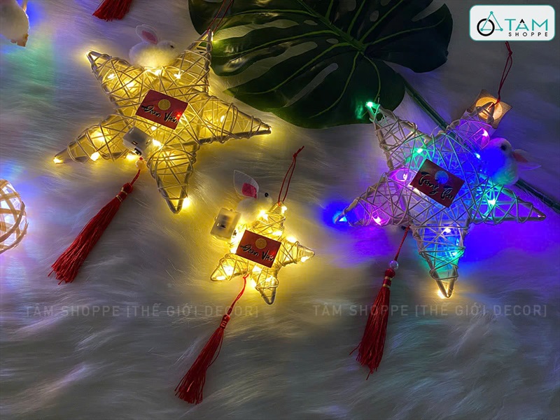 Lồng đèn mây tre con thỏ - đầu lân có đèn Led [Đủ màu - đủ kiểu] LDEN ...