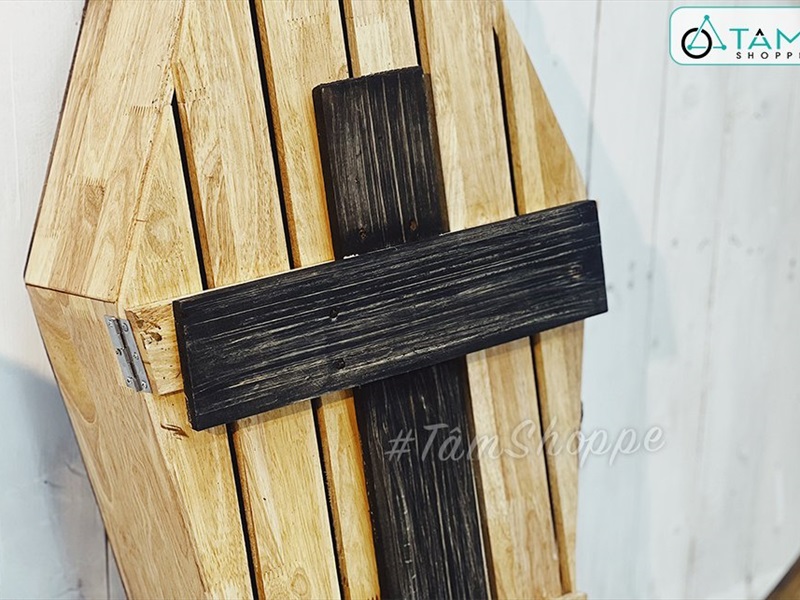 Mô hình quan tài Ma cà rồng Dracula bằng gỗ cỡ lớn D100cm QUANTAI-01