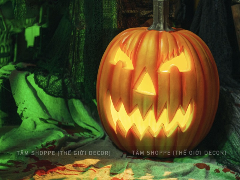 Quả bí ngô Halloween nhựa rỗng có đèn Led [Hàng xịn - Siêu sáng] TRAI ...