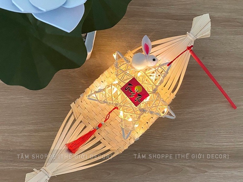Lồng đèn mây tre con thỏ - đầu lân có đèn Led [Đủ màu - đủ kiểu] LDEN ...