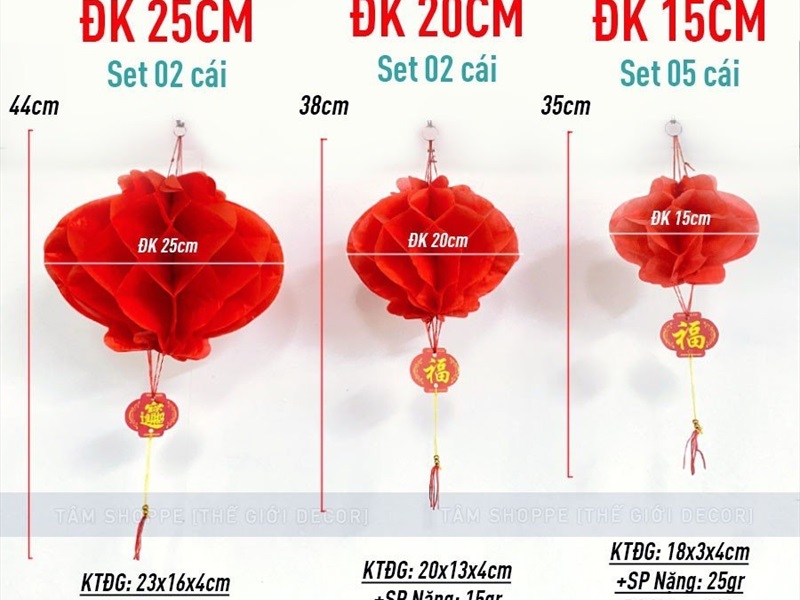 Set 02-05 cái lồng đèn tổ ong đỏ nylon giá rẻ LDEN-NILON-01
