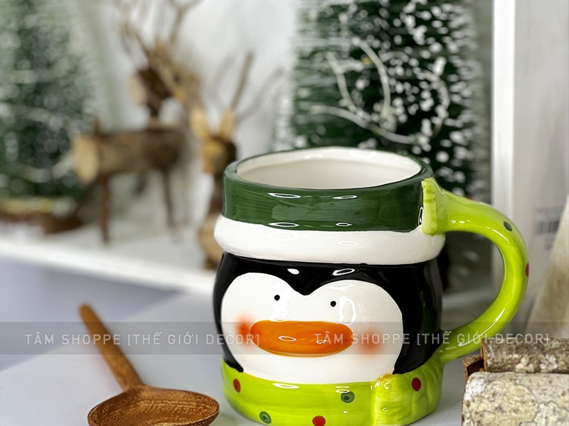 Ly gốm giáng sinh icon dễ thương 4 kiểu [Gốm dày - men bóng] LYTACH-03