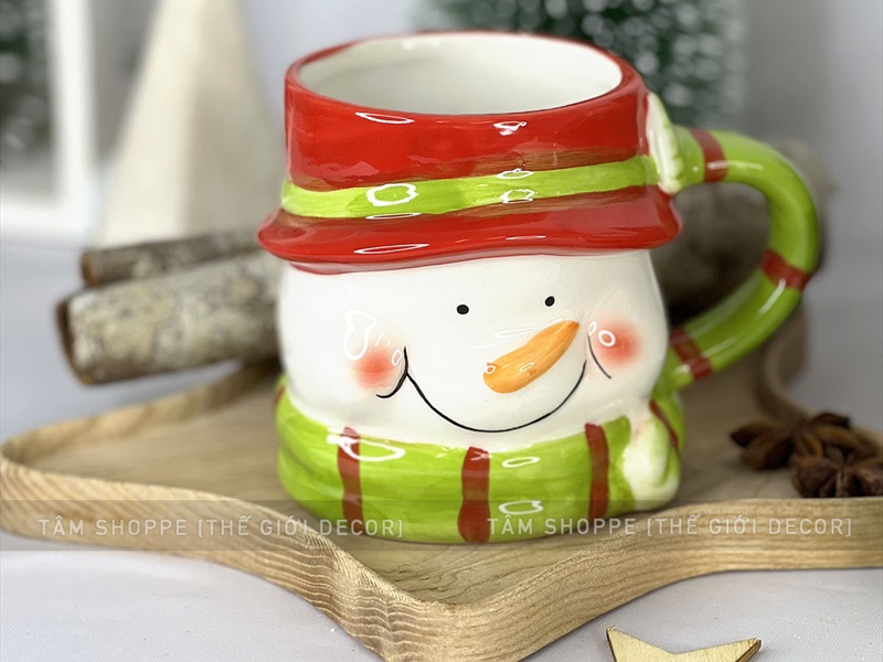 Ly gốm giáng sinh icon dễ thương 4 kiểu [Gốm dày - men bóng] LYTACH-03