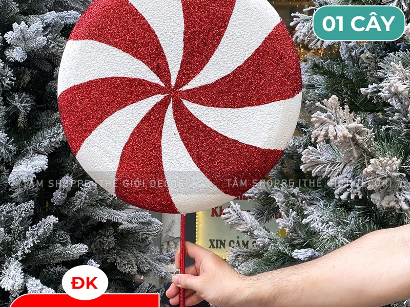 Mô hình kẹo mút tròn cánh quạt đỏ vàng [Nhiều cỡ - Mút xốp] KEONGOT-02