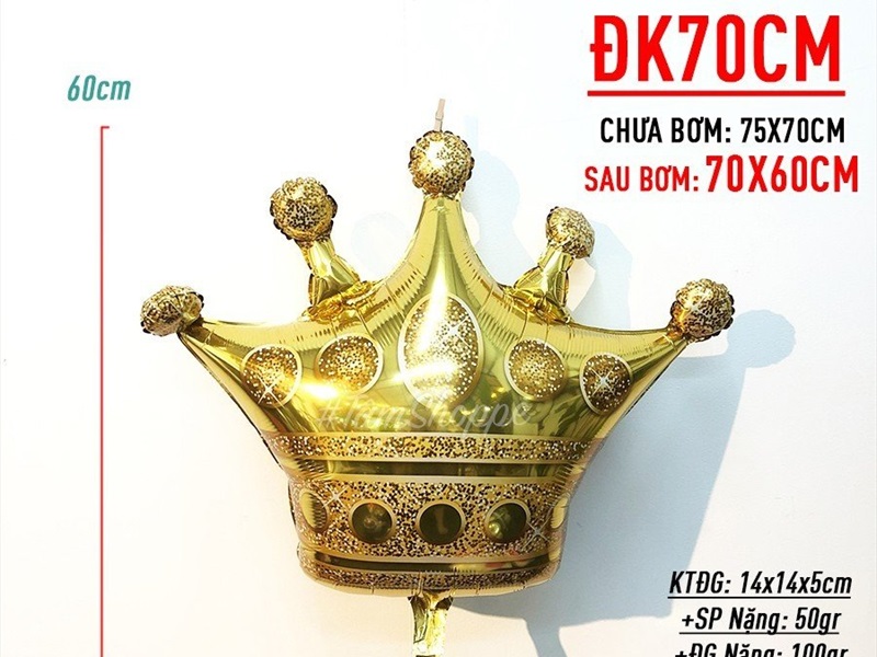 Bong bóng kiếng vương miệng vàng Gold 70cm BBK-VM-01