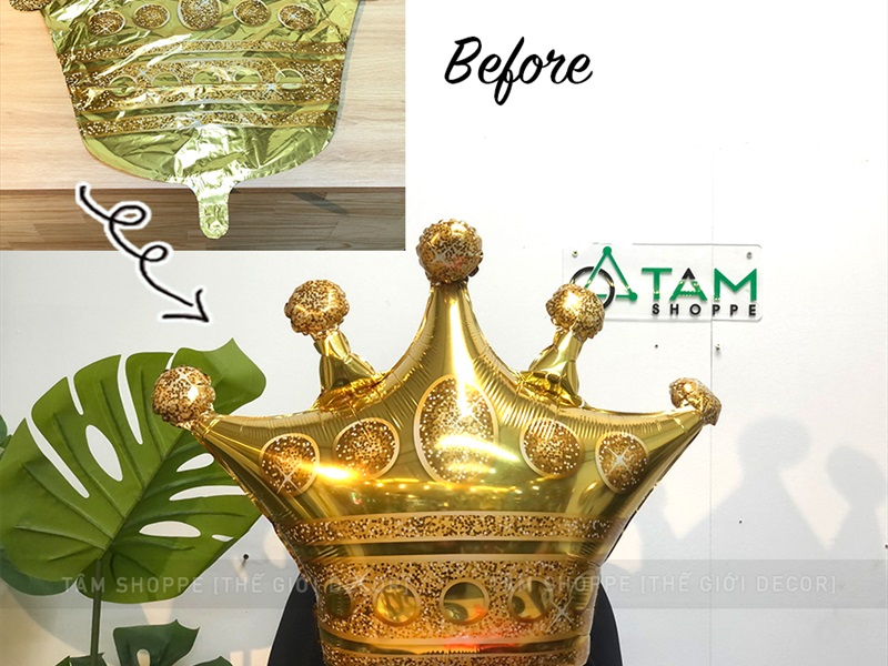 Bong bóng kiếng vương miệng vàng Gold 70cm BBK-VM-01