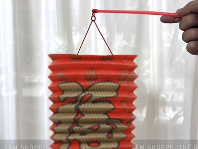 Set 02-05 Lồng đèn giấy con sâu chữ Phúc hoạ tiết (tặng que cầm) LDEN ...