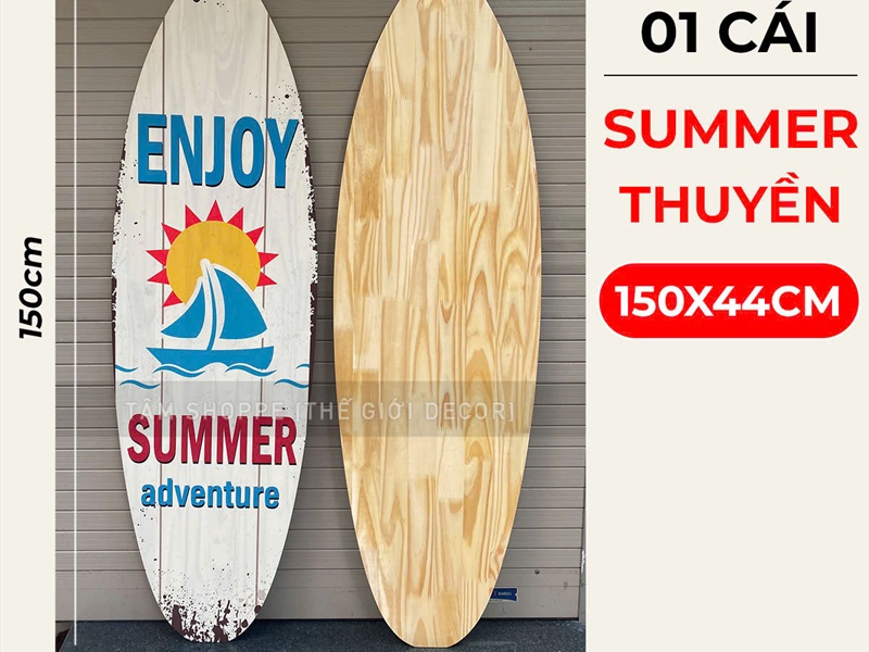 Ván lướt sóng decor SUMMER 2025 cao 150cm [Gỗ dày - chuẩn đẹp] VLS-10
