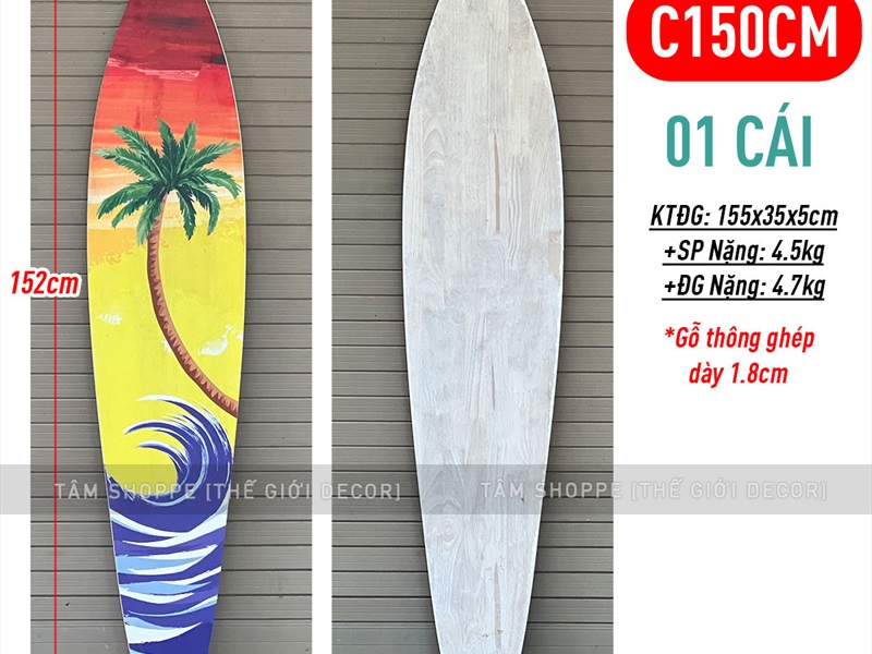 Ván lướt sóng trang trí chủ đề Hoàng hôn cao 150cm [In sắc nét - giả ...