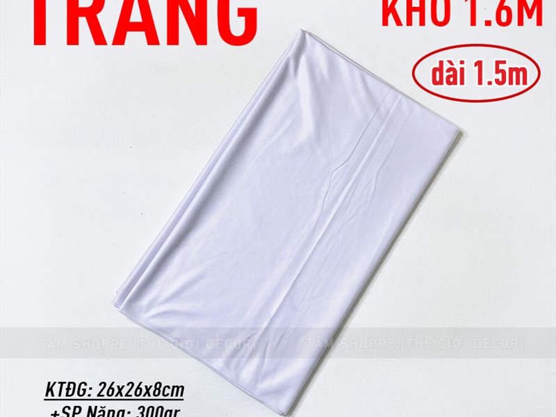 Vải Đen - Trắng trơn thun xịn decor khổ 1m6 PK-VAI-08